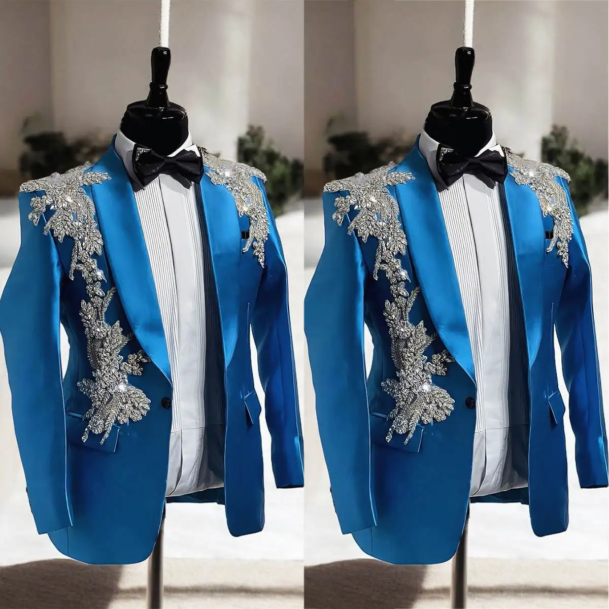 Luxury Men's Suit Coat Shawl Lapel Tuxedos For Wedding Single Breasted ...