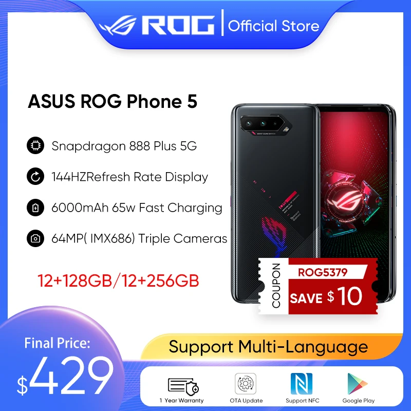 Asus Rog Phone 5 5g Moblie Phone Snapdragon 888 6.78'' 144hz Amoled ...