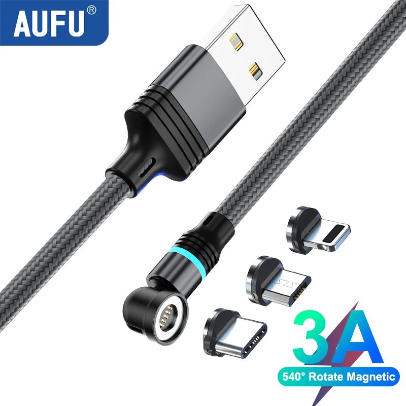 AUFU-540-Rotate-3A-Fast-Charging-Magnetic-USB-Type-C-Cable-For-iPhone ...