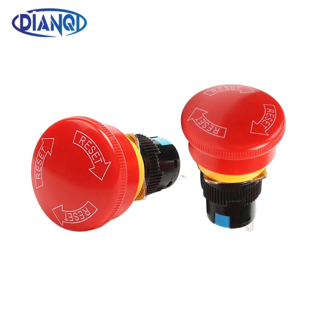 Mushroom Emergency Stop 16mm e-stop Switch 3Pins 6pins 1NO1NC/2NO2NC Latching Lock Push Button ...