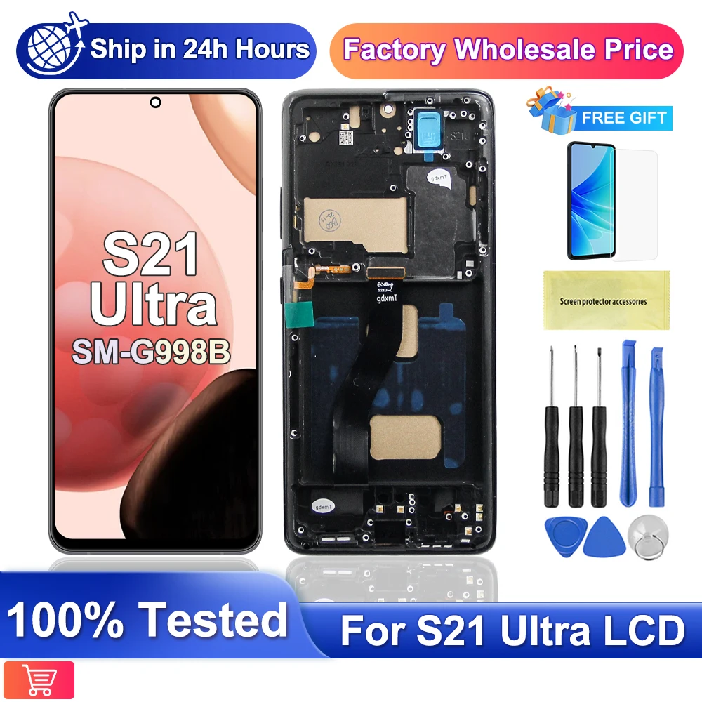 TFT with Frame for Samsung Galaxy S21 Ultra 5G G998B LCD Display ...