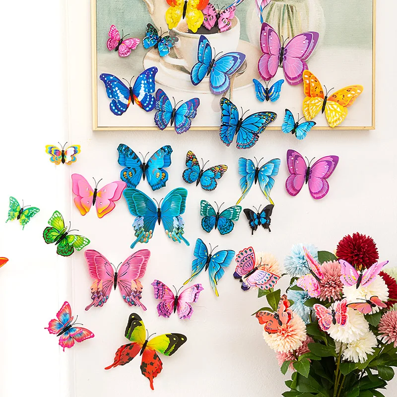 Butterfly-Wall-Stickers-Decor-Living-Room-Removable-Multicolor-Plastic ...