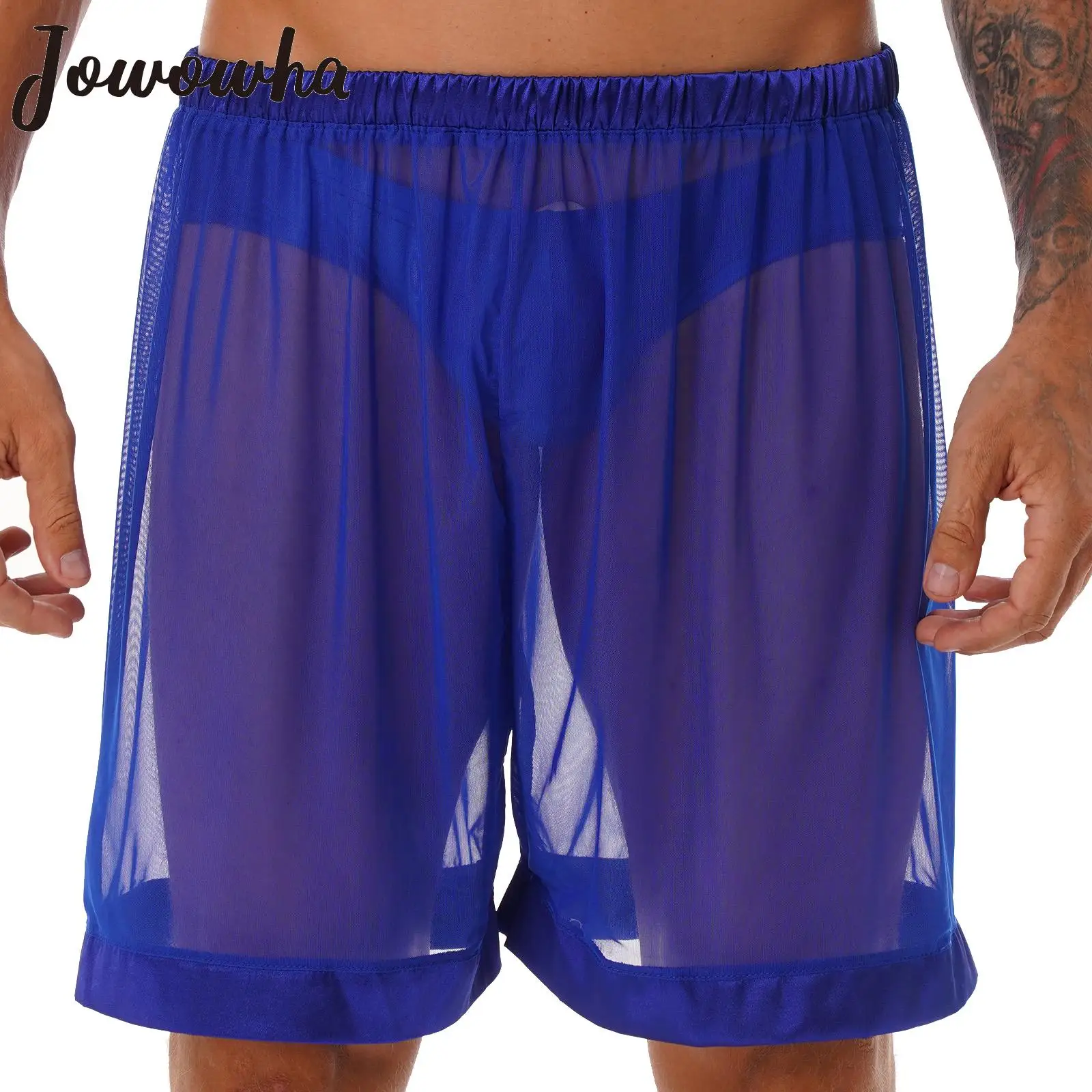 Heren-Transparante-Slips-Doorzichtige-Mesh-Losse-Lounge-Boxers-Shorts ...