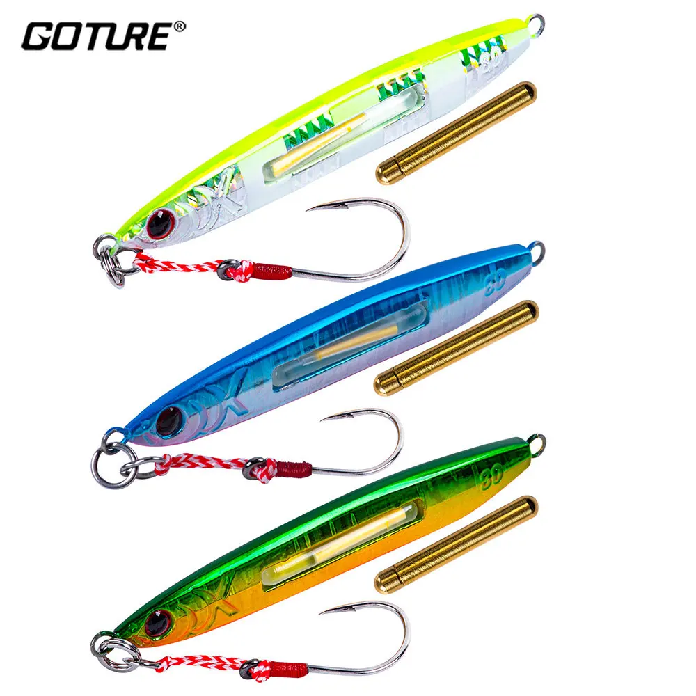Goture-Jig-Jigging-Lure-80g-100g-150g-Seawater-Fishing-Lures-Glow-Stick ...