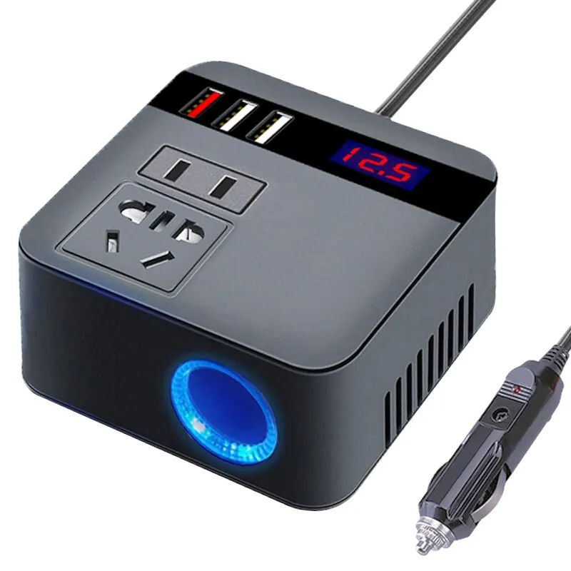 Car-Inverter-150W-Peak-DC12V-24V-to-110V-220V-LED-Display-Sockets-Power ...