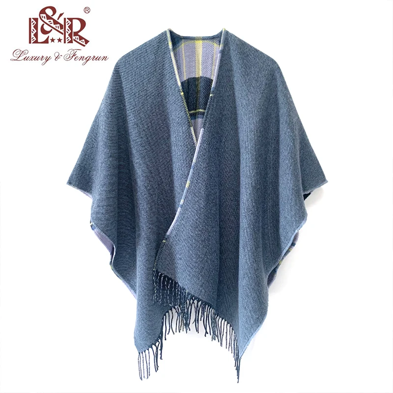 Double-Poncho-Plaid-Femme-Winter-Blanket-Scarf-Warm-Soft-Cashmere ...
