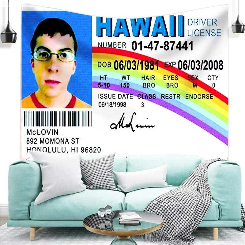 Mclovin Id Flag Banner Tapestry Funny Meme Tapestry Aesthetic ...