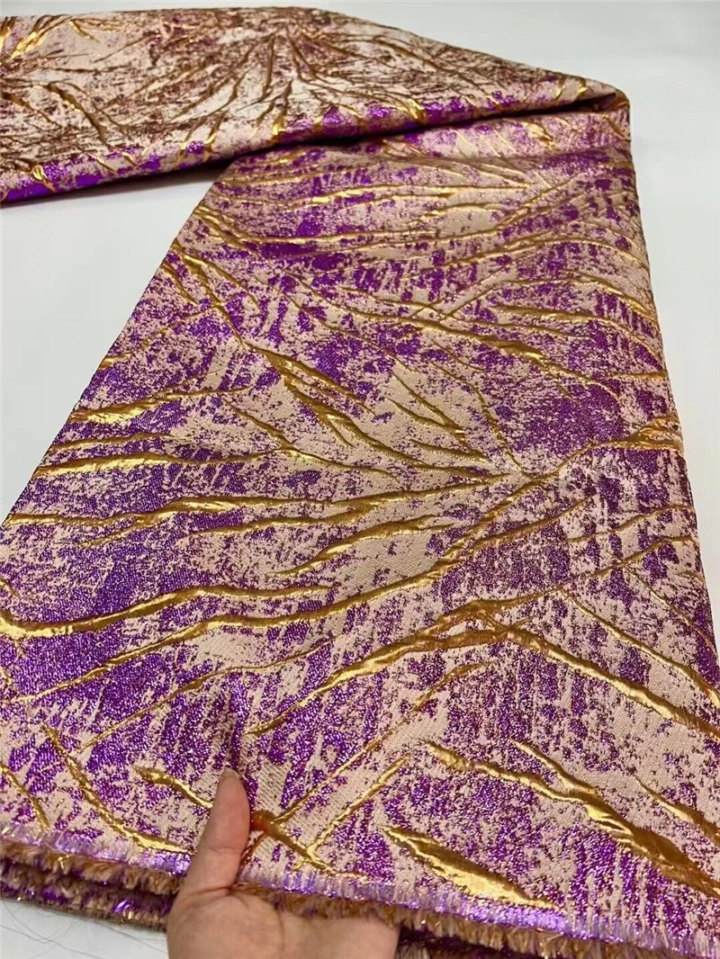 Latest African Woman Brocade Jacquard Fabric Floral Damask Material ...