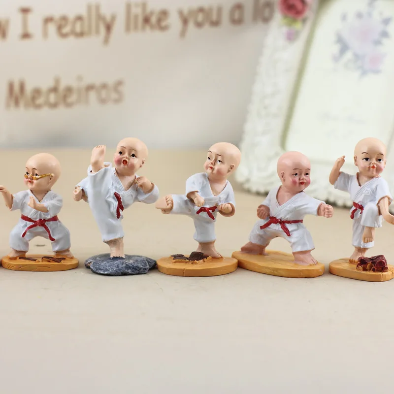 6PCS Creative Home Decoration Cute Shaolin Kung Fu Little Monk Desktop ...