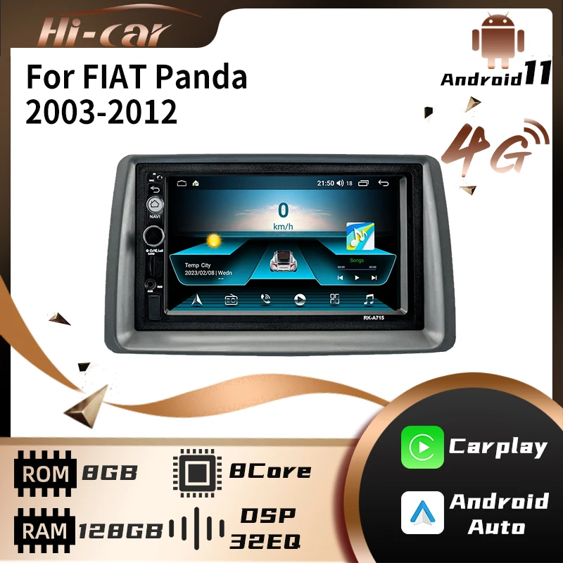 2 Din Car Radio Android For Fiat Panda 2003-2012 Stereo Wifi Multimedia ...