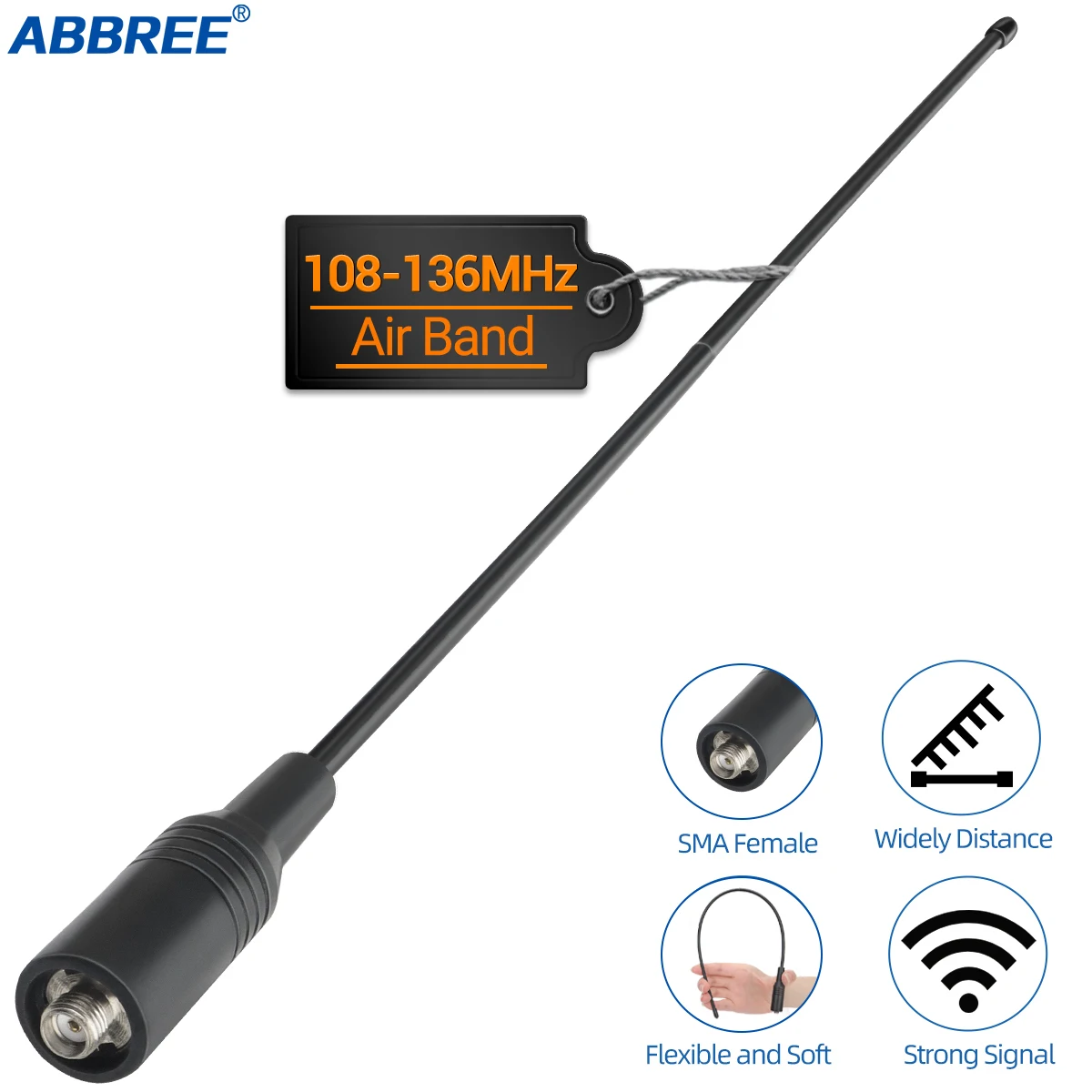 Abree-walkie-talkie-108-136mhz-sma-para-quansheng-14-96-UV-K5-AR-830 ...