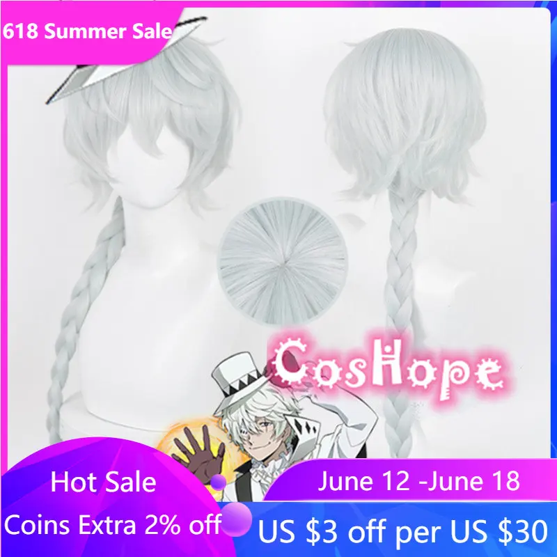Nikolai Gogol Wig Bungo Stray Dogs Cosplay Pre Braided Light Silver ...