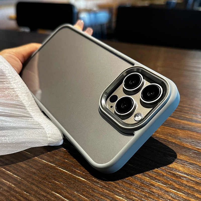 Luxury Anti - Fall Titanium Gray Transparent Phone Case with Open Lens ...