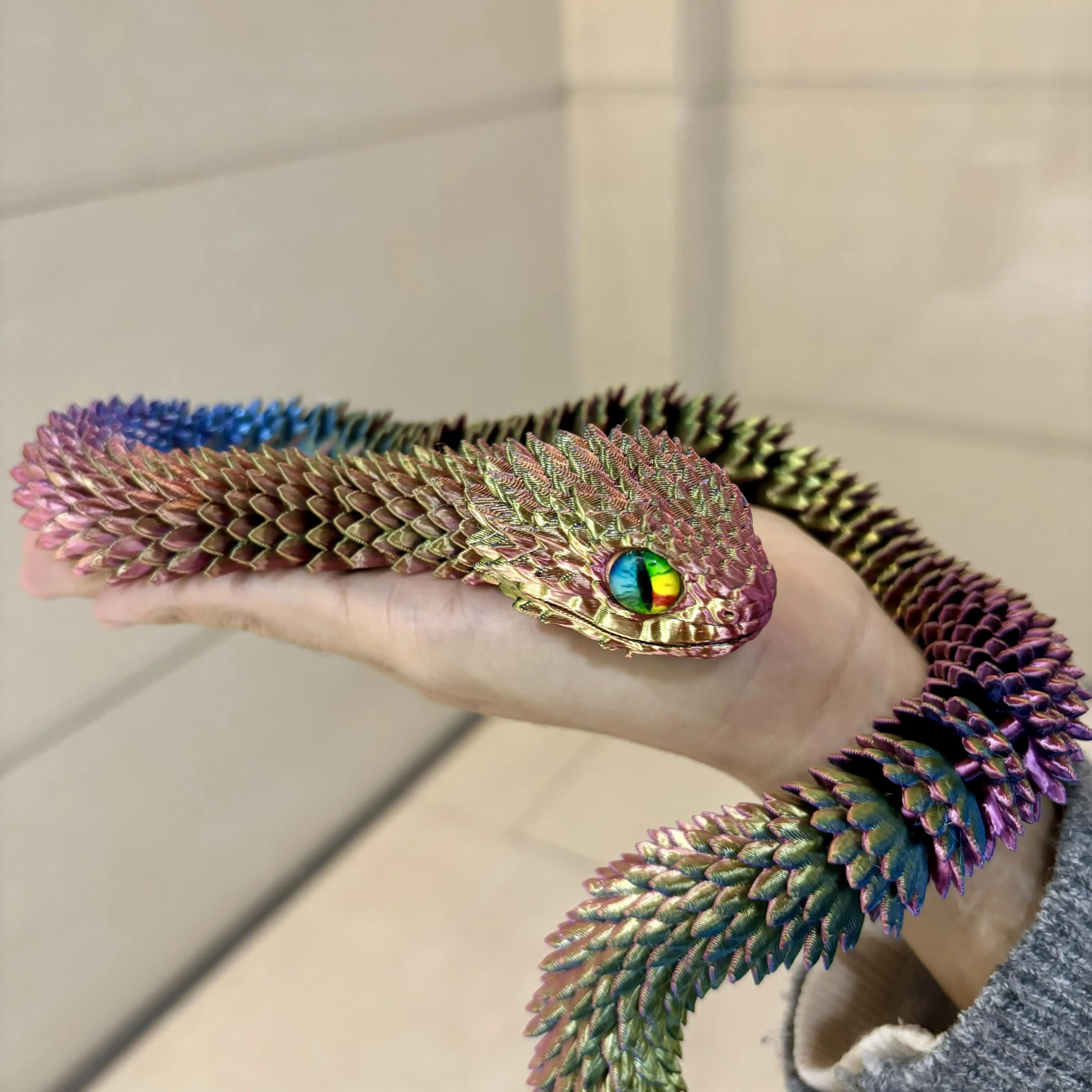 Action Figure 3D Printed Snake Articulated Bush Viper Toy-Dragon Snake ...