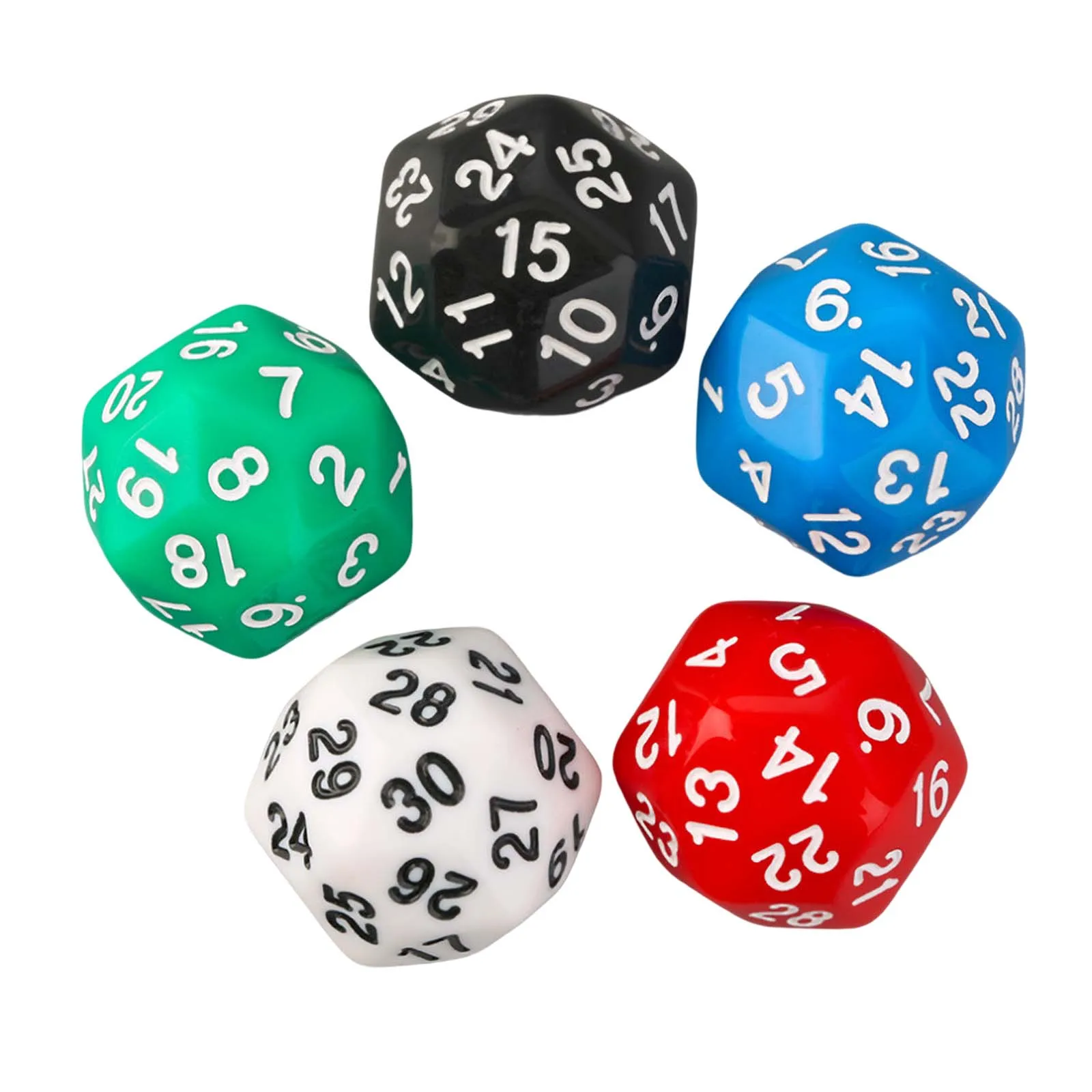 5pcs-Polyhedral-Dices-30-Sided-Dice-Set-Translucent-Colors-Dices-Role ...