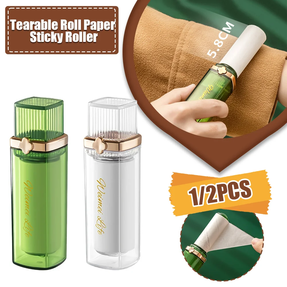 Tearable-Roll-Paper-Sticky-Roller-Dust-Wiper-Pet-Hair-Carpet-Clothes ...