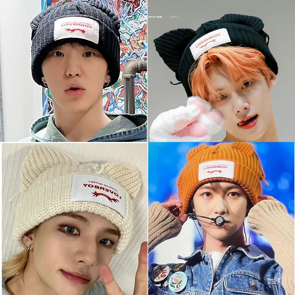 Kpop-RENJUN-Hat-Same-Beanies-17-Knitted-Cat-Ear-Hat-Fashion-Cute-Cap ...