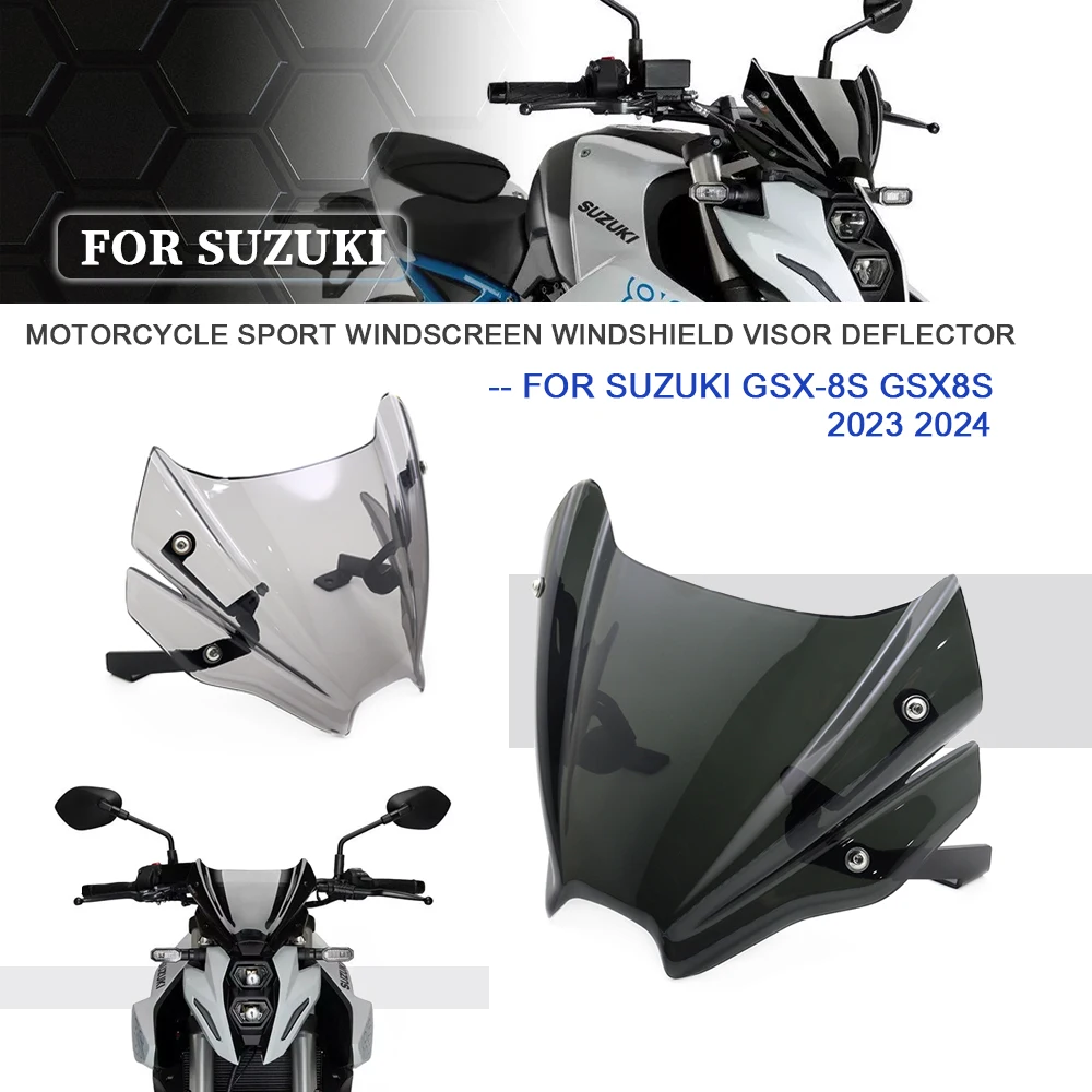 NEW Sport WindScreen Windshield Visor Deflector For Suzuki GSX-8S GSX8S ...