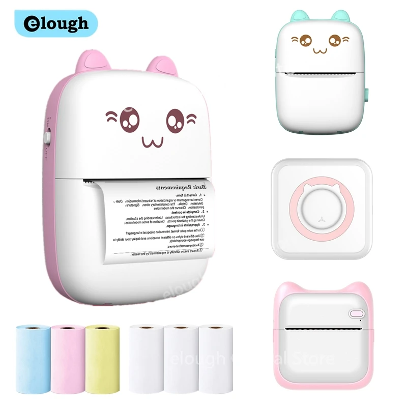 Elough Mini Printer Portable Label Printer Sticker Wireless Inkless ...