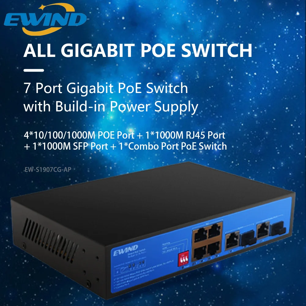 Ewind Gigabit Poe Switch 10/100/1000mbps Ethernet Switch Fiber Network ...