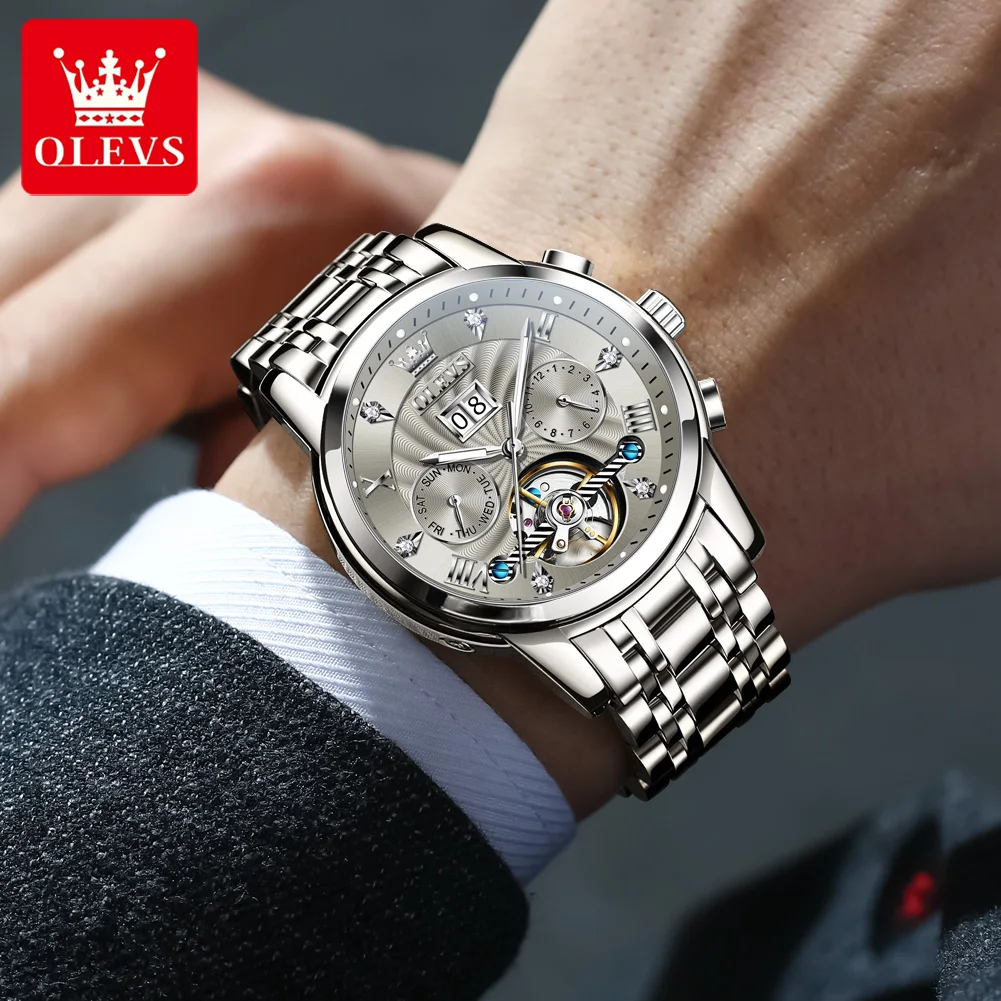 OLEVS Men's Watches 9910 Luxury Fashion Original Automatic Mechanical ...