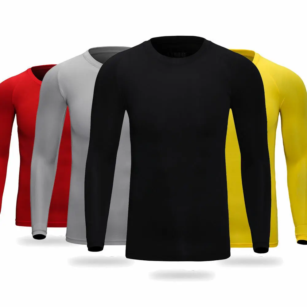Men Long Sleeve Compression Under Base Layer T-Shirt Sport Fitness ...