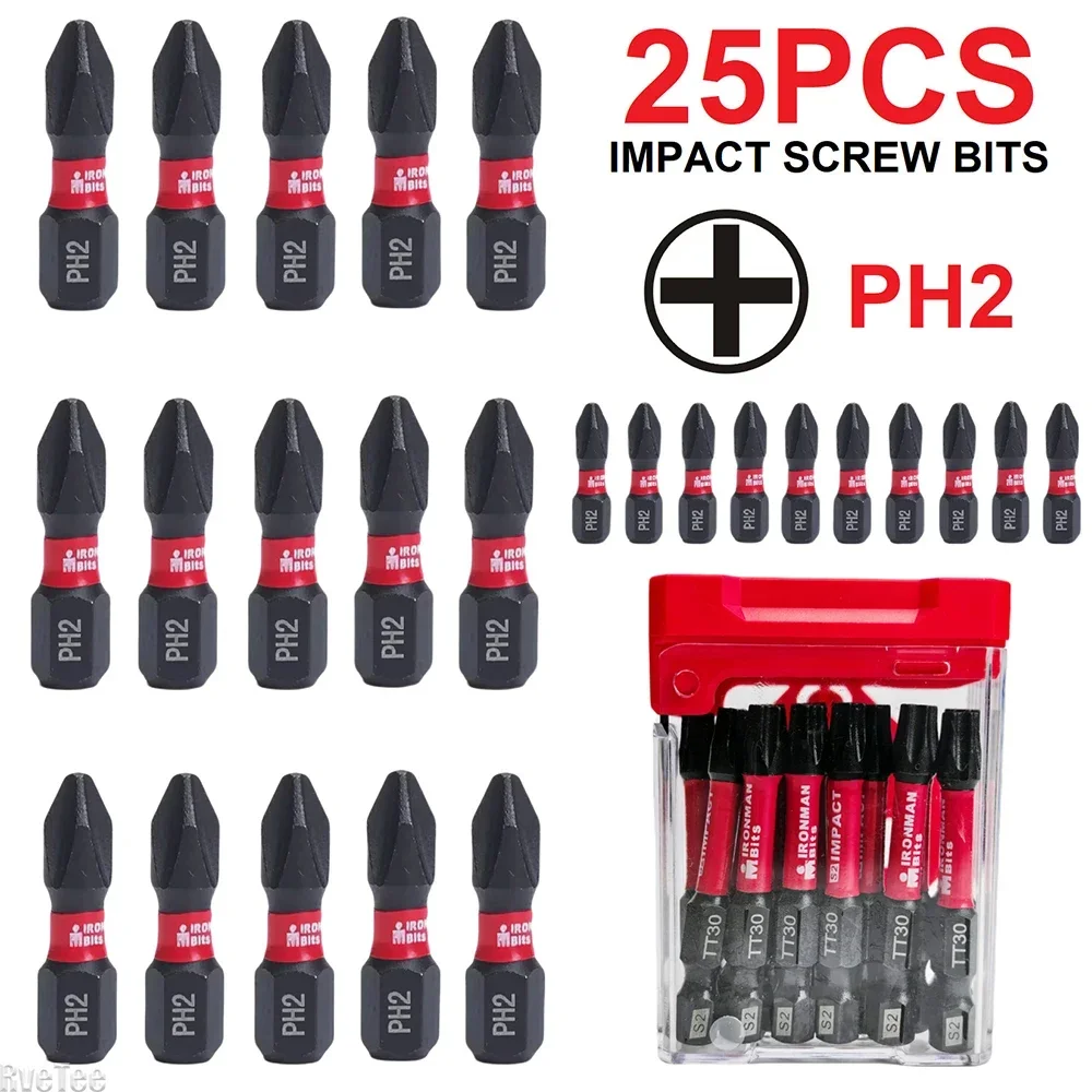 25pcs Impact Phillips Pozi Drill Bit Set S2 Electric Drill Tools Hex ...