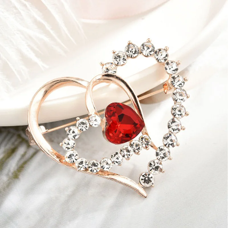 Elegant Heart Brooch Women's Party Wedding Dress Accessories Buckle ...