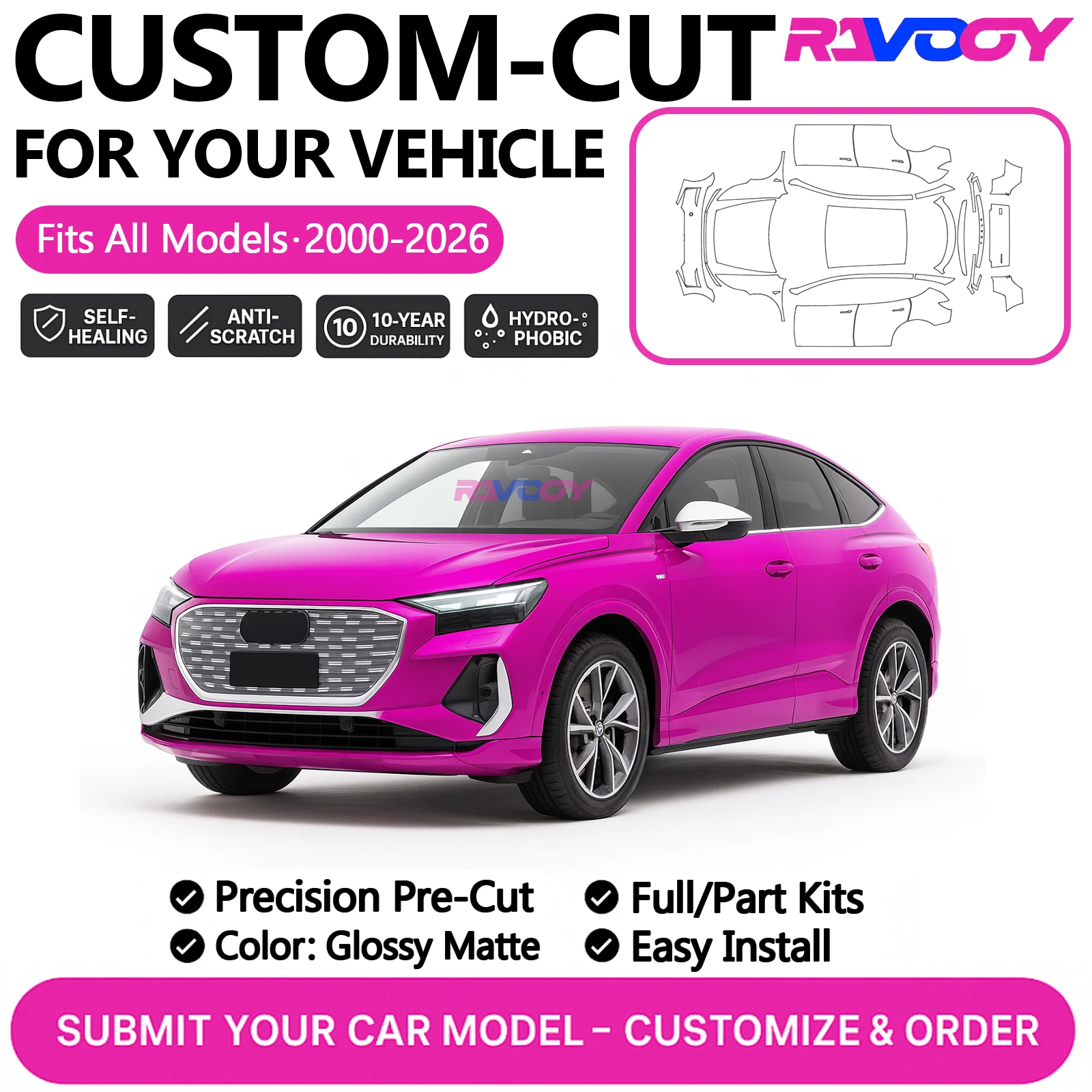 Kit PPF precortado personalizado para Audi Q4 e-tron Q4 Sportback 2024 ...