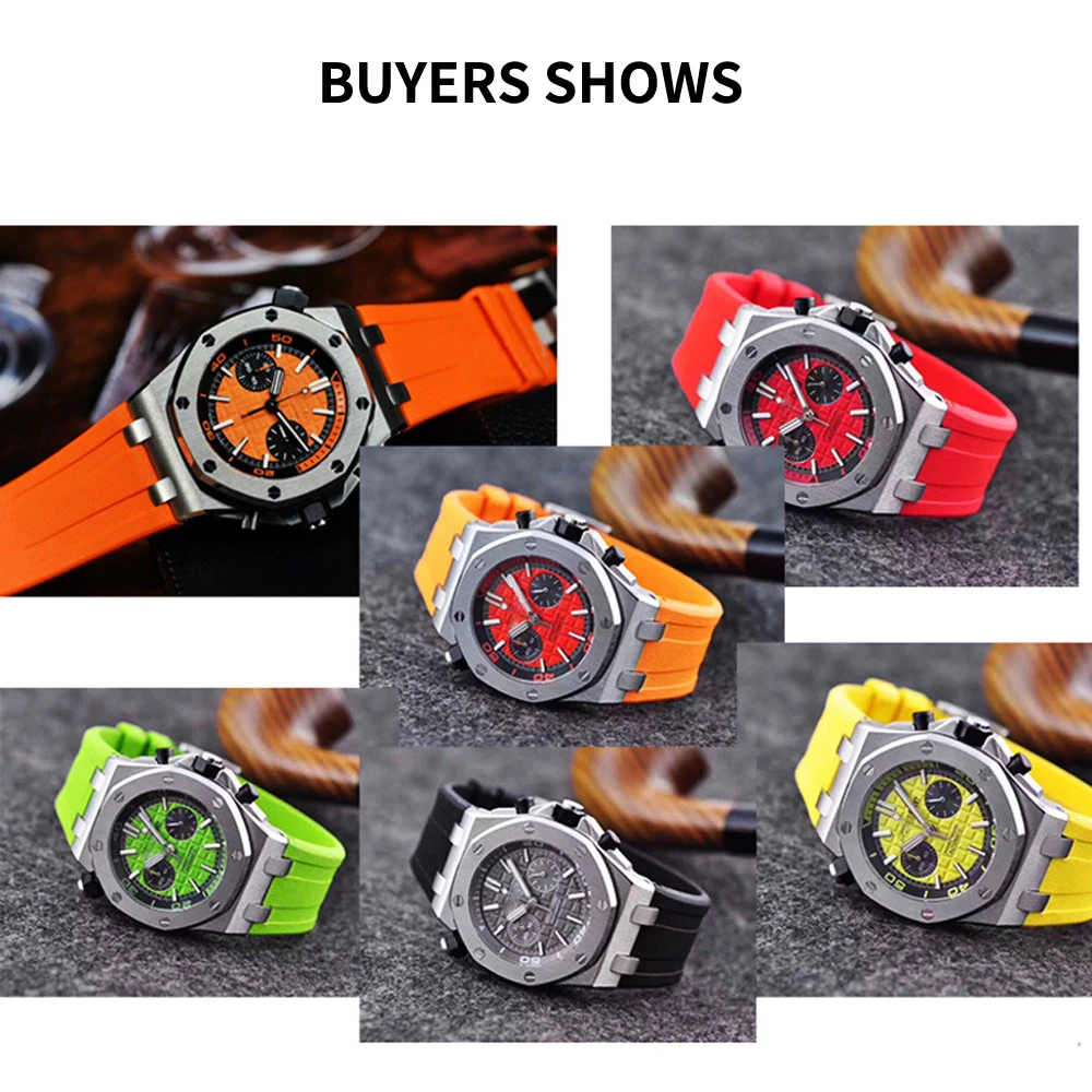 Durable Silicone Watch Band for Audemars Piguet Royal Oak 15400 15703 ...
