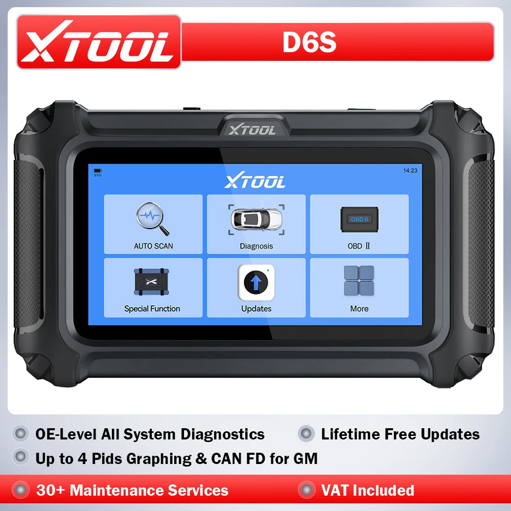 XTOOL D6S Car OBD2 Scanner Diagnostic Tool with 30+ Resets All System ...