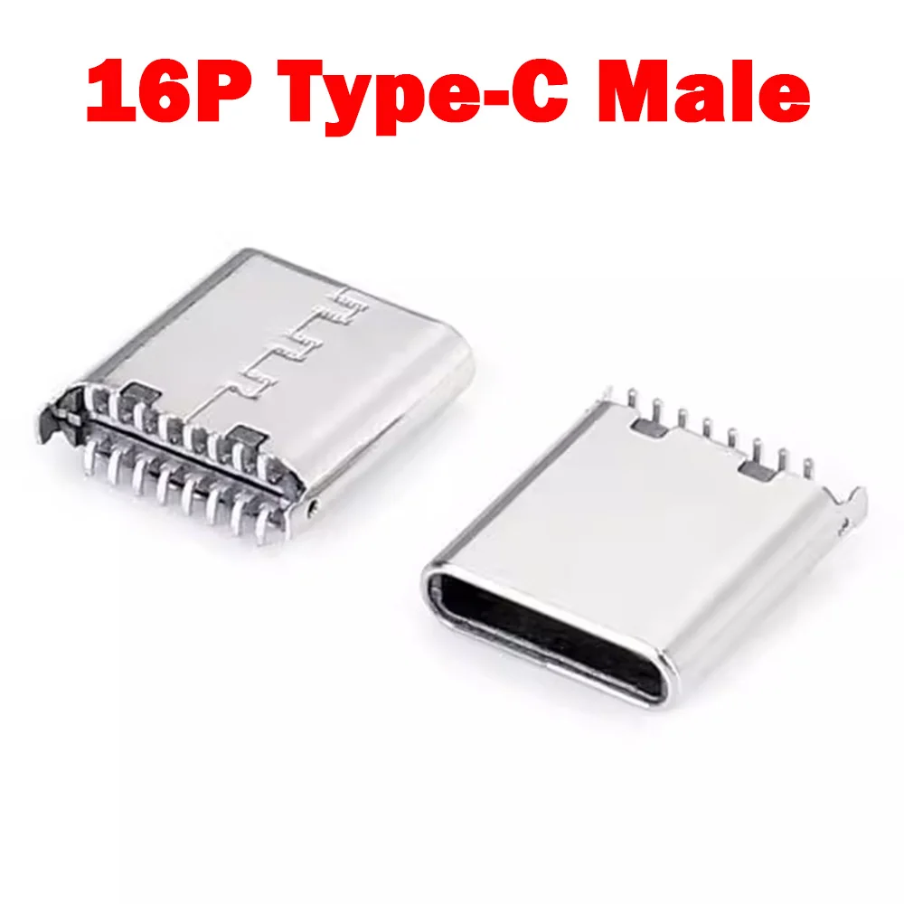 1-10pcs-16Pin-USB-Type-C-Connector-Vertical-SMT-Male-interface-Socket-Plug-Charging-Port ...