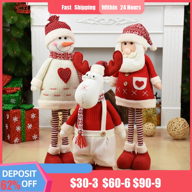Tamanho Grande Bonecas De Natal Retrátil Papai Noel Boneco De Neve Elk ...