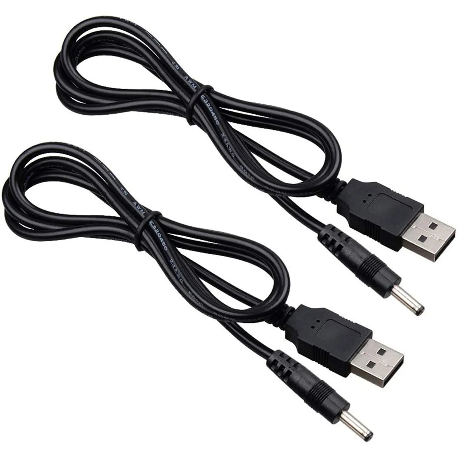 2Pack-5FT-USB-to-DC-3-5x1-35mm-Barrel-Jack-Power-Cable-Plugs-Power-Cord ...