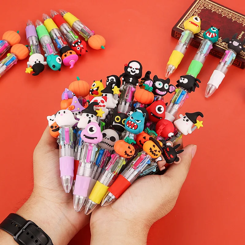4/8pcs Pumpkin Ghost Bat Halloween Pen Mini 4in1 4 Color Retractable ...