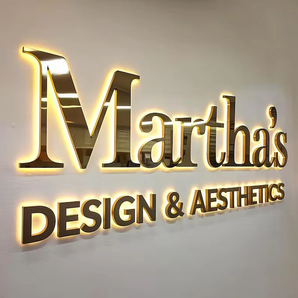 Custom 3D Backlit Metal Business Sign Laser Cut Illuminated Wall Decor ...