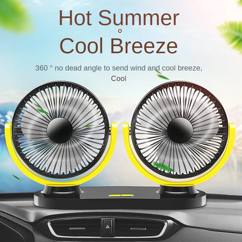 Car Fan 24V Large Truck 12V Refrigeration USB Car Electric Fan Quiet ...