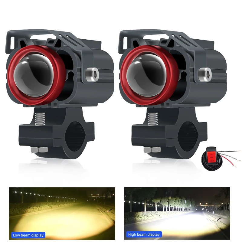 Motorcycle-LED-Headlight-Spotlight-Projector-Lens-Fog-Light-Additional ...