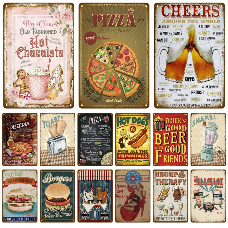 Retro-plaka-Fast-Food-Vintage-teneke-i-areti-plak-Metal-i-areti-Hot-Dog ...