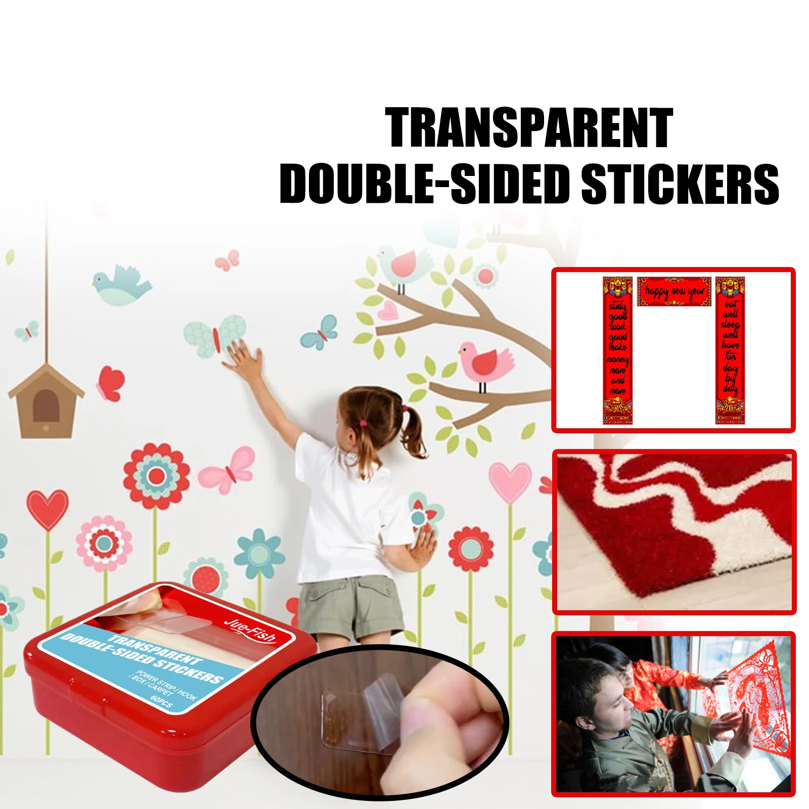 60pcs-box-Reusable-Double-sided-Adhesive-Tape-Square-Ultra-strong ...