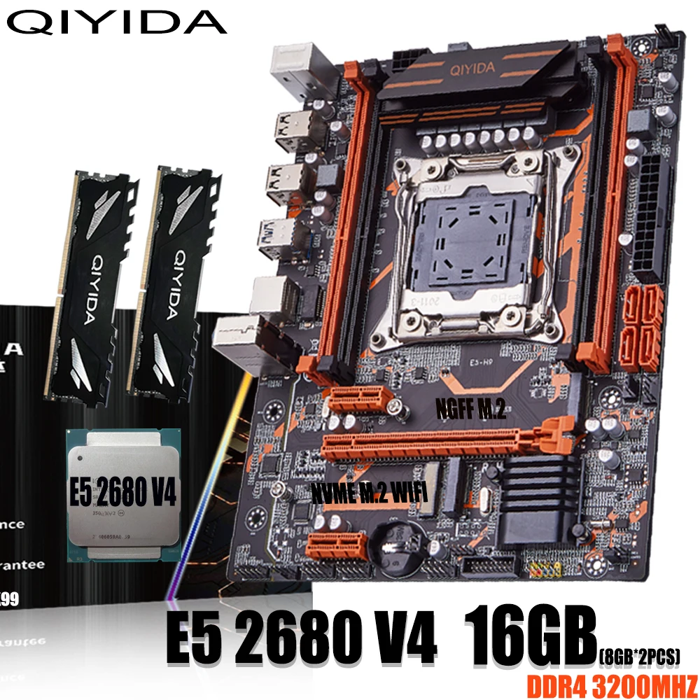 QIYIDA-Conjunto-de-placa-base-X99-LGA2011-3-E5-2680-V4-kit-de-2-8gb ...