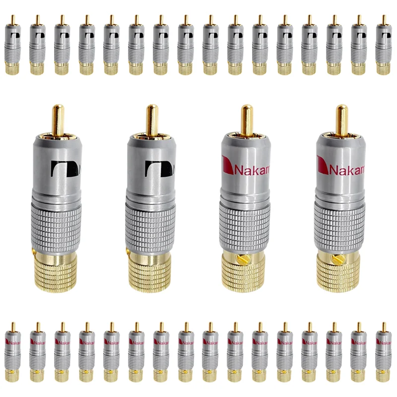 2/4/8/16PCS Hifi Gold Plated RCA Plug Locking Non Solder Coaxial Lotus ...