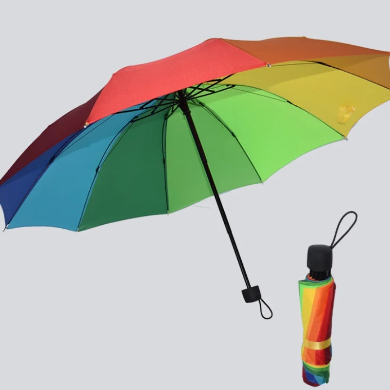 Rainbow-Fold-Umbrella-Women-and-Men-Non-automatic-Umbrella-Popular ...