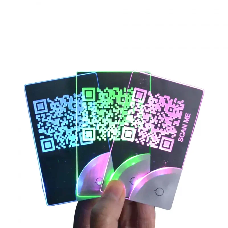 custom-RGB-Led-Acrylic-Luminous-Visitor-Card-Luxury-Metal-Laser ...