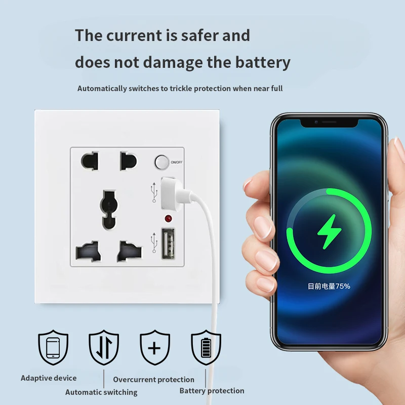 Universal Standard 2.1A Smart USB Wall outlet, UK/Saudi Arabia National ...