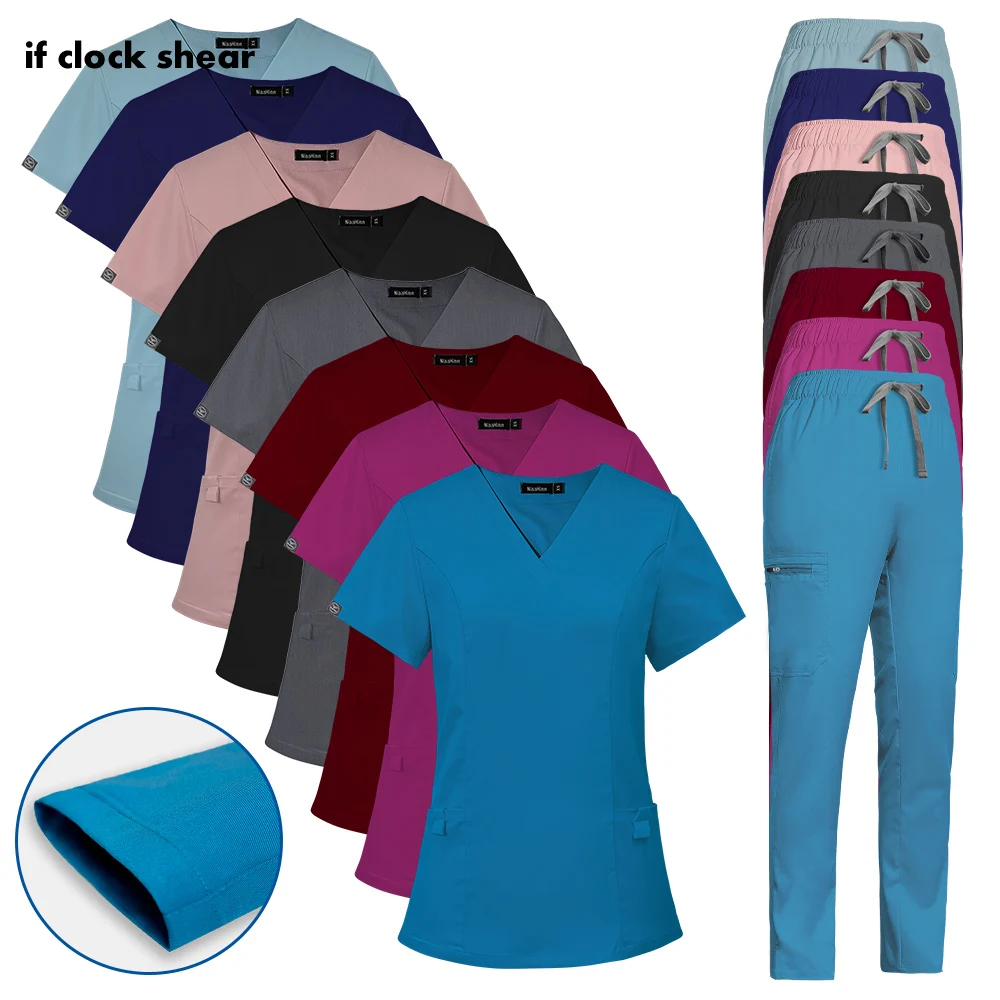 Highend-Elastic-soft-Scrub-Suit-Hospital-Uniform-Clinic-Work-Clothes ...