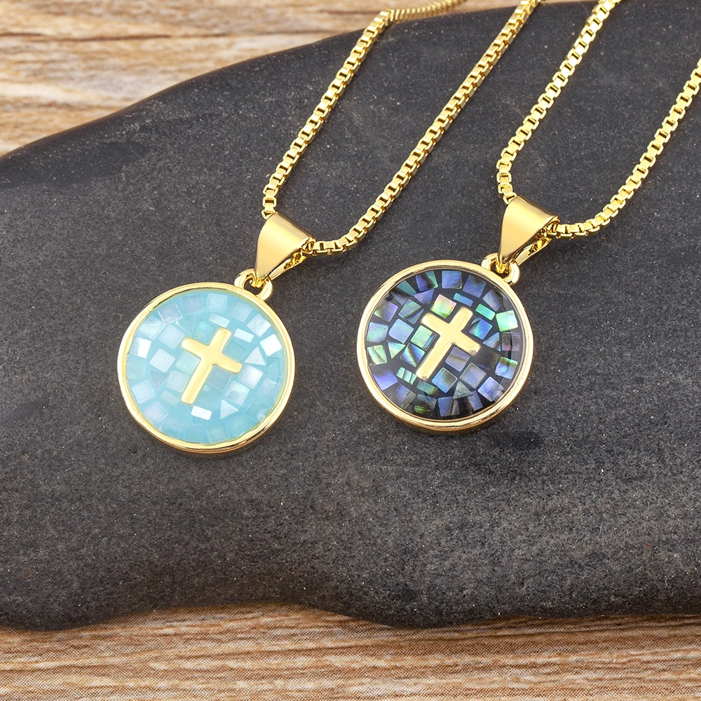 Nidin-Fashion-Female-Cross-Pendants-Shell-6-Colors-Gold-Plated-Jesus ...