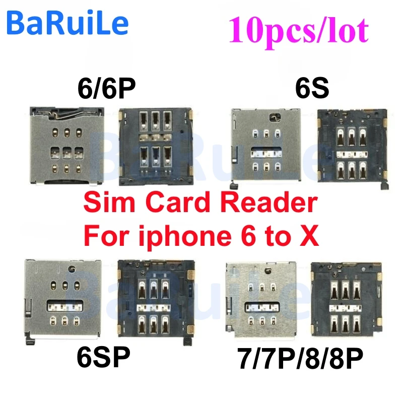 BaRuiLe-10pcs-SIM-Card-Reader-Holder-Tray-Slot-for-iphone-6-6S-7-8-Plus ...
