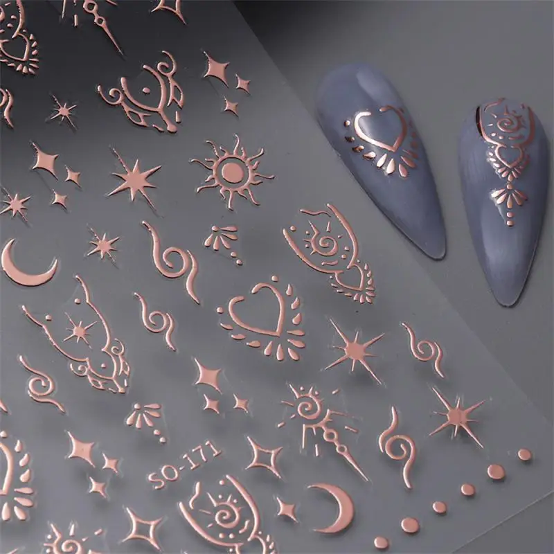 2-4-Blatt-Gold-3d-Nail-Art-Aufkleber-hohle-Abziehbilder-gemischte ...