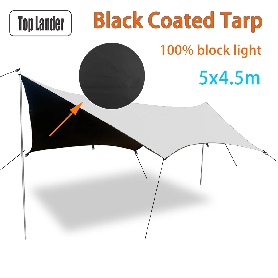 5x4.5m Large Black Coating Tarp Waterproof Hexagonal Butterfly Awning ...